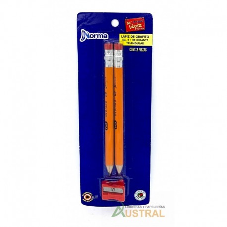 Lápiz Norma triangular grafito x 2u blister - Librería y Papelería Austral