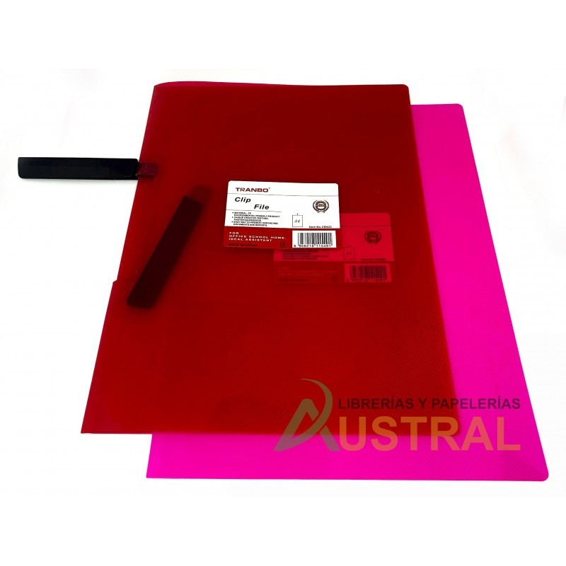 Carpeta con clip Tranbo CB423 - Librería y Papelería Austral