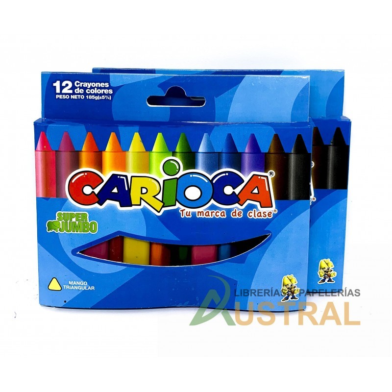 Crayon Carioca Super Jumbo triangular x12c - Librería y Papelería Austral
