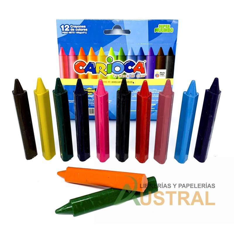 Crayon Carioca Super Jumbo triangular x12c - Librería y Papelería Austral