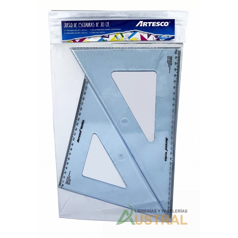 Escuadras Artesco en juego 45/60 x 30cm - Librería y Papelería Austral