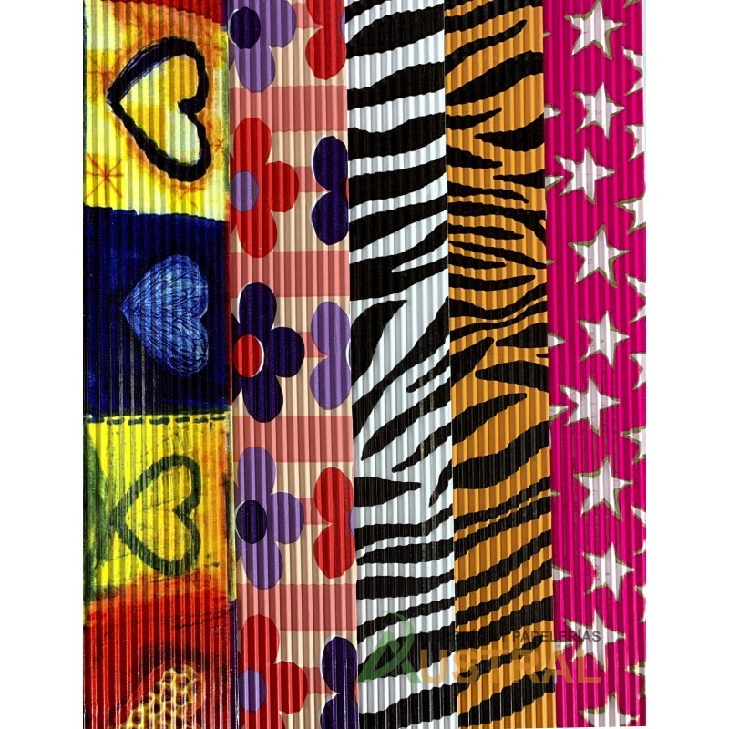 Cartulina Corrugada Fluorecente 50x70 naranja - Librería y Papelería Austral