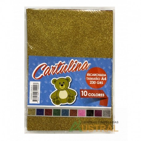 Cartulina Escarchada A4 x 10c surtida - Librería y Papelería Austral