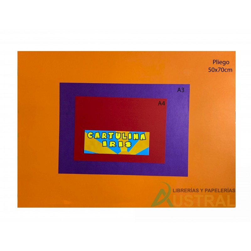 Cartulina Iris A4/A3/Pliegos - Librería y Papelería Austral