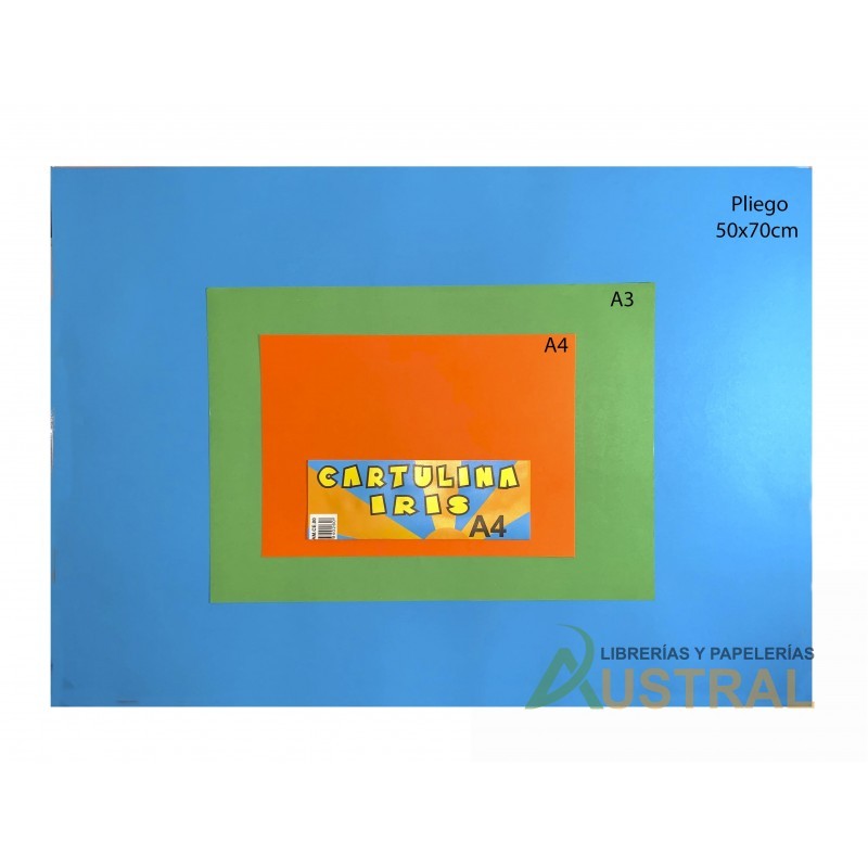 Cartulina Iris A4/A3/Pliegos - Librería y Papelería Austral