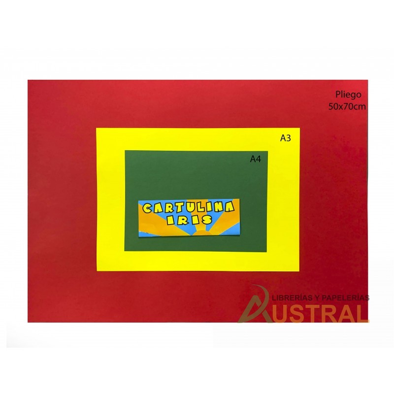 Cartulina Iris A4/A3/Pliegos - Librería y Papelería Austral